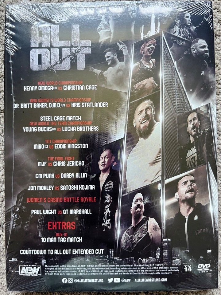 Official AEW All Elite Wrestling All Out 2021 2 Disc DVD OOP *SEALED ...