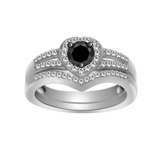 1/2 Ct Round Cut 14K White Gold Plated Silver Engagement & Weddg Rg ...