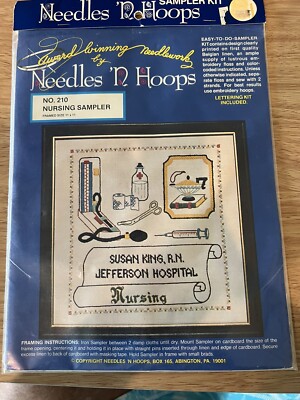 Needles 'n Hoops NURSING Sampler Embroidery Kit # 210 New | eBay