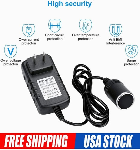 110V-240V AC Plug To12V DC Car Cigarette Lighter Converter Socket ...