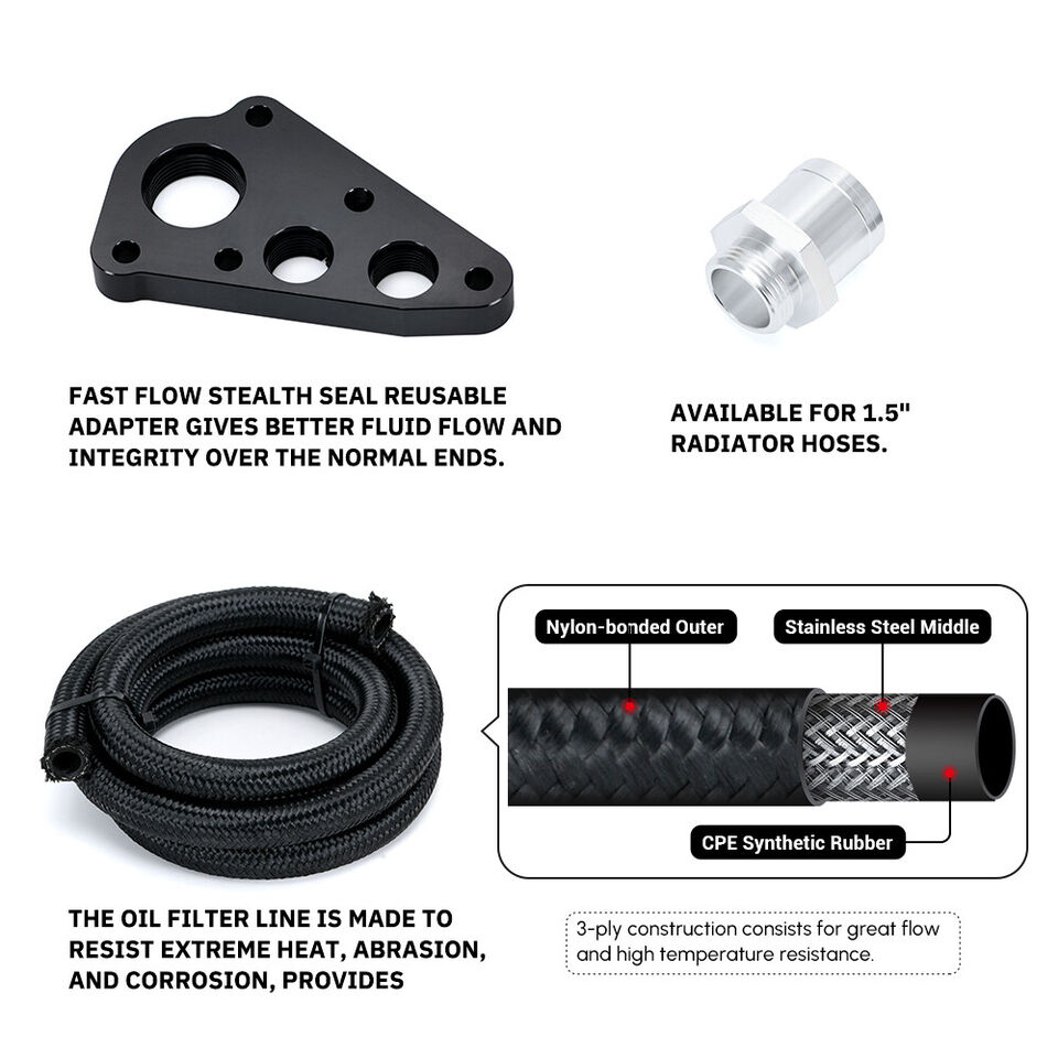 For 96-10 Ford 4.6L 5.4L Billet Oil Filter Relocation Kit Mustang GT ...