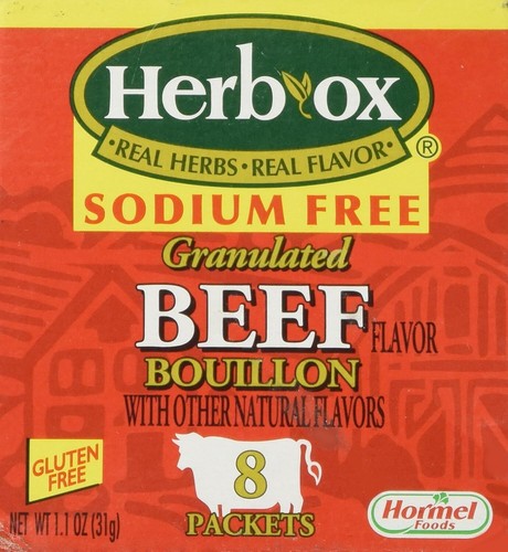 Herb-Ox Bouillon Packets Beef Instant Broth & Seasoning Sodium Free 1.1 ...