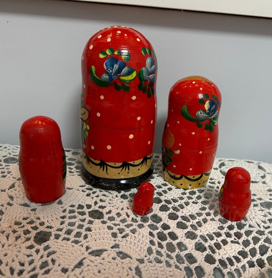 🙌Ukrainian🔥Matryoshka (nesting) dolls USSR Soviet, art hand-painted 5 ...