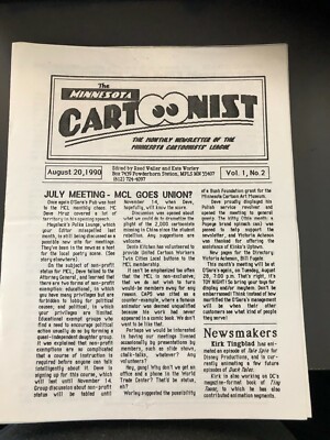THE MINNESOTA CARTOONIST V1#2 - August 1990 - Newsletter - editor Reed ...