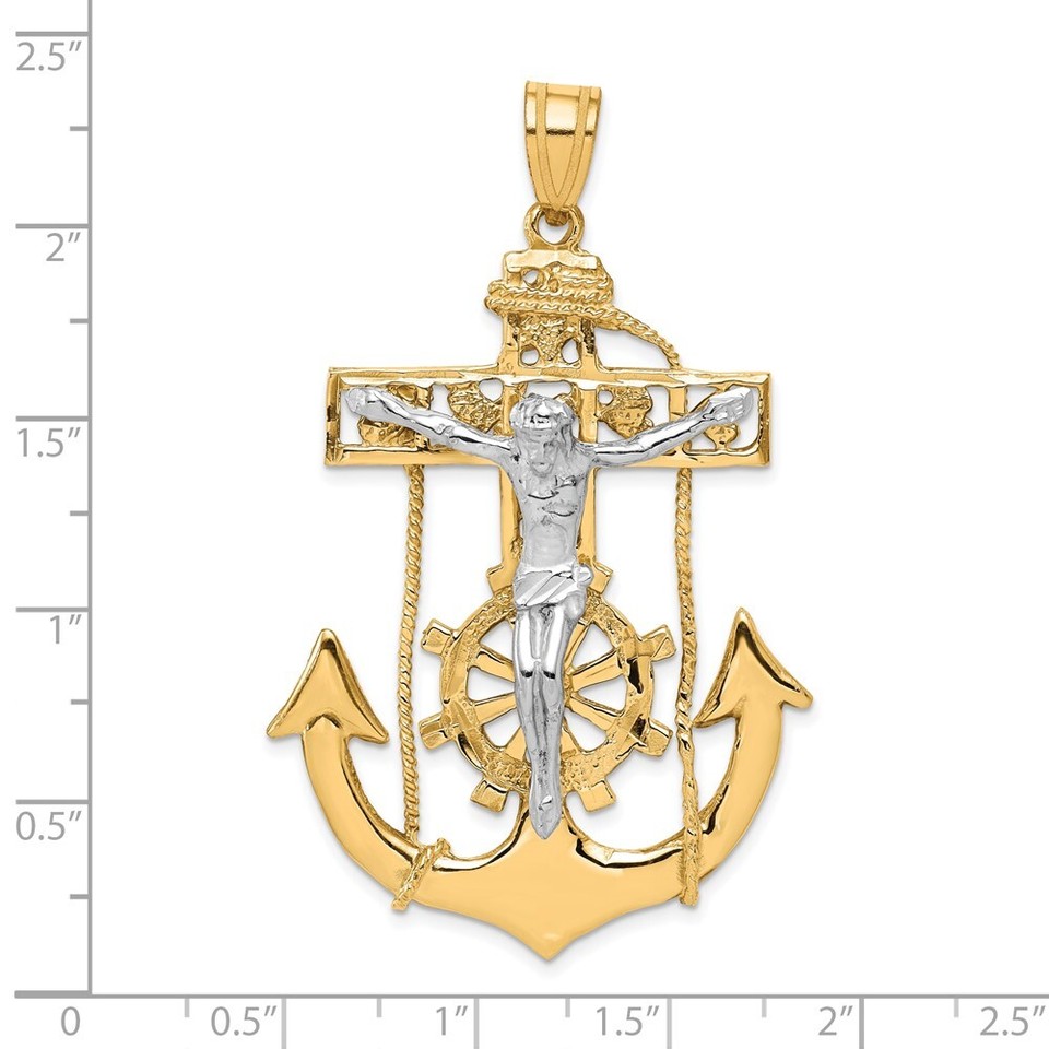 10k Two-tone Gold Mariners Crucifix Pendant | eBay
