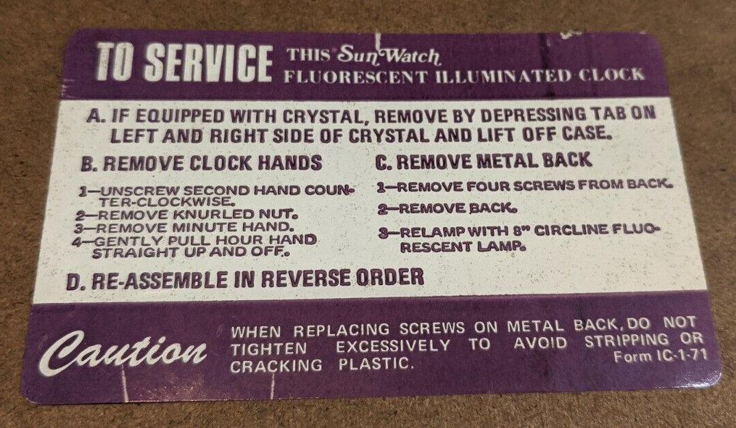 Armco Union Wire Rope Store Wall Sun Watch Fluorescent Clock Dualite ...