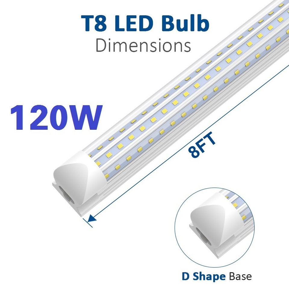 12PCS 120W T8 8FT LED Tube Light Fixtures Garage LED Shop Lights ...