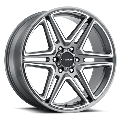 22X9.5 Vision Street 476 Wedge 6x135 Gunmetal Machined Wheel Rim (QTY 4 ...