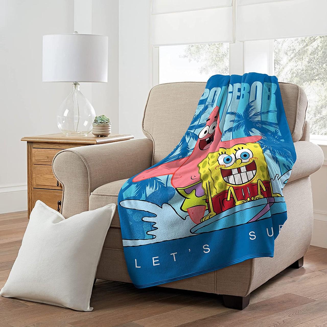 Spongebob Squarepants Let's Surf Throw Plush Blanket, 46" x 60" | eBay