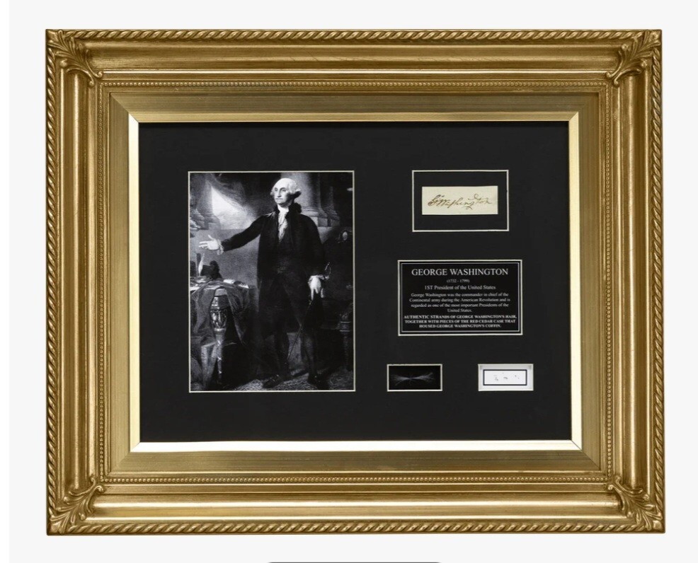 Authentic George Washington Autograph w/lock of hair and casket ...