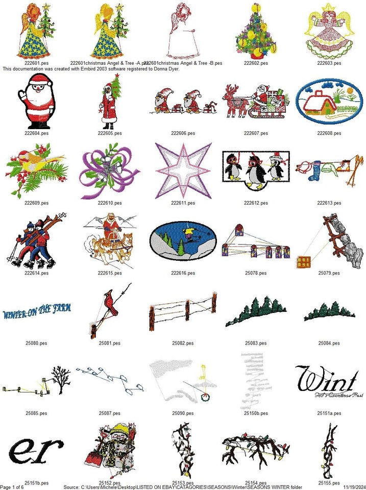 641 WINTER COLLECTION EMBROIDERY MACHINE DESIGNS PES DST HUS JEF EXP ...