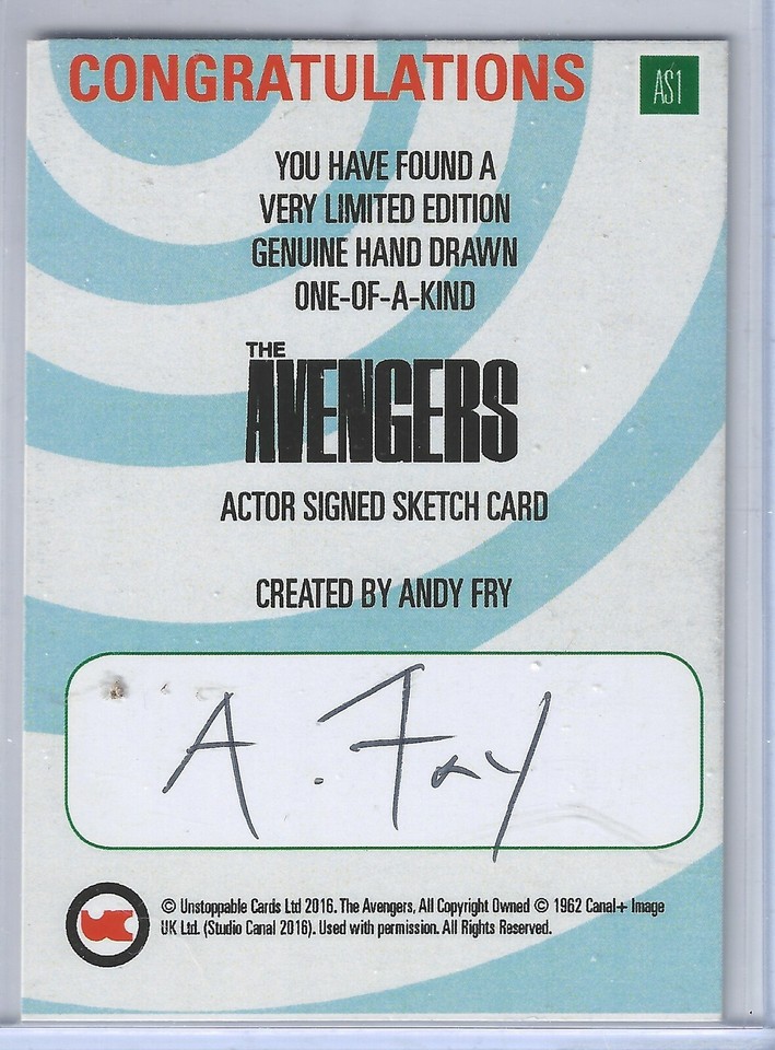 2019 Avengers 1 Andy Fry Sketch Autograph Honor Blackman Unstoppable ...
