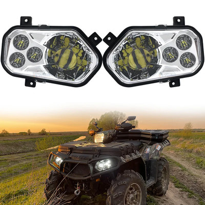 2PCS ATV LED Headlights High Low Beam for Polaris Sportsman RZR XP 900 ...
