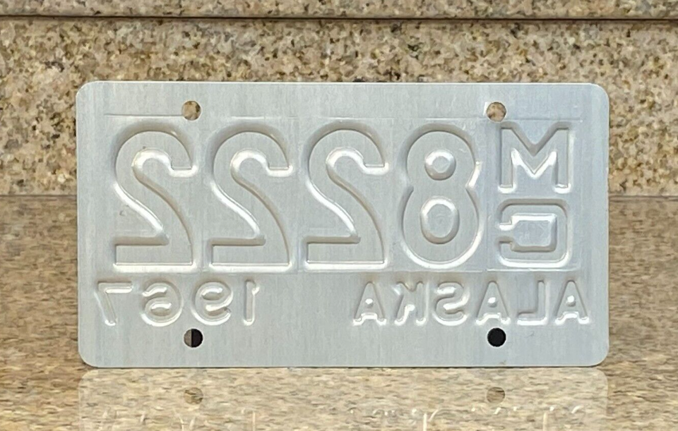 1967 Alaska Motorcycle License plate Tag # MC 8222 Yellow over Blue ...