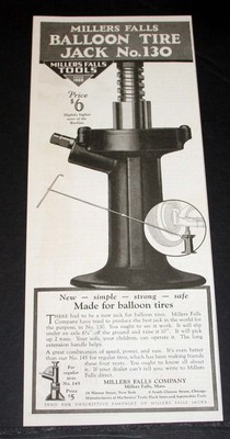 1925 OLD MAGAZINE PRINT AD, MILLER FALLS TOOLS, BALLOON TIRE CAR JACK NO. 130! | eBay