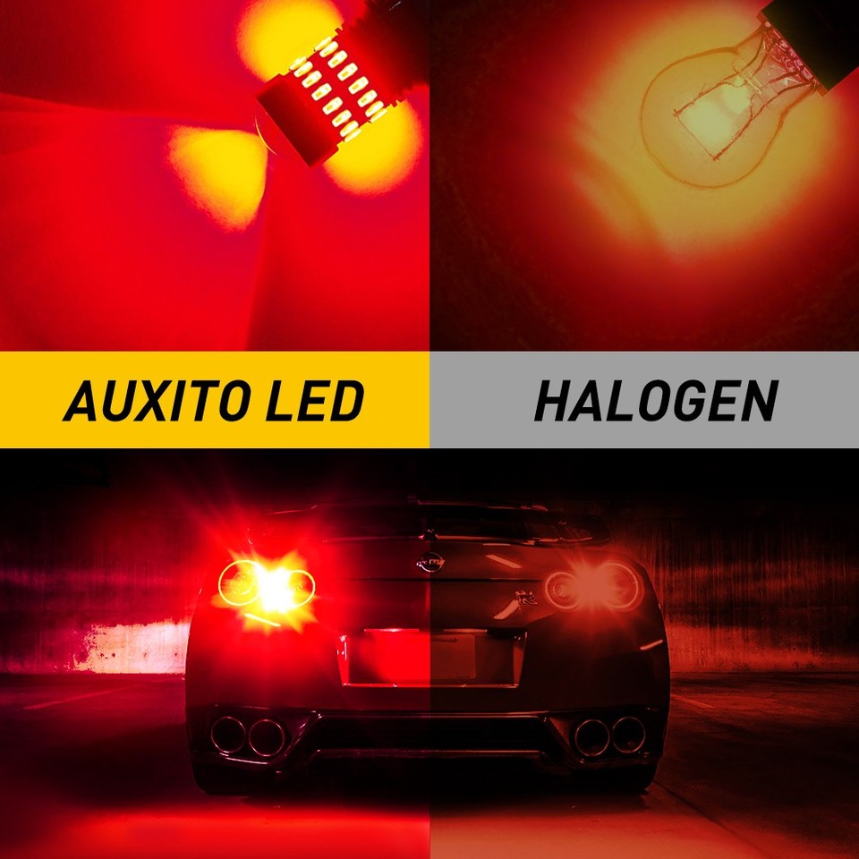 2X 3157 Red LED Strobe Bright Flash Blinking Brake Tail Stop Light ...