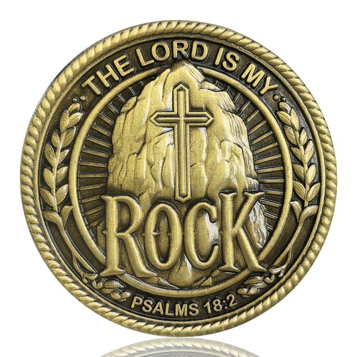 The Lord is My Rock Christian Challenge Coin Bible Verses Pocket Token ...