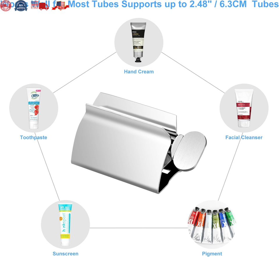 Toothpaste Squeezer, Large Size Set of 2, Stainless Steel Rolling ...