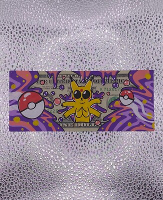 Pokemon Pikachu Trippy 1 Dollar Bill Original painting Street Art | eBay