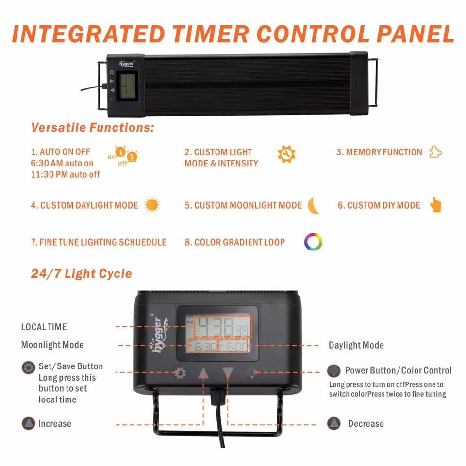 hygger 24/7 Aquarium LED Light 18 24 32 48 55" Fish Tank Light ...