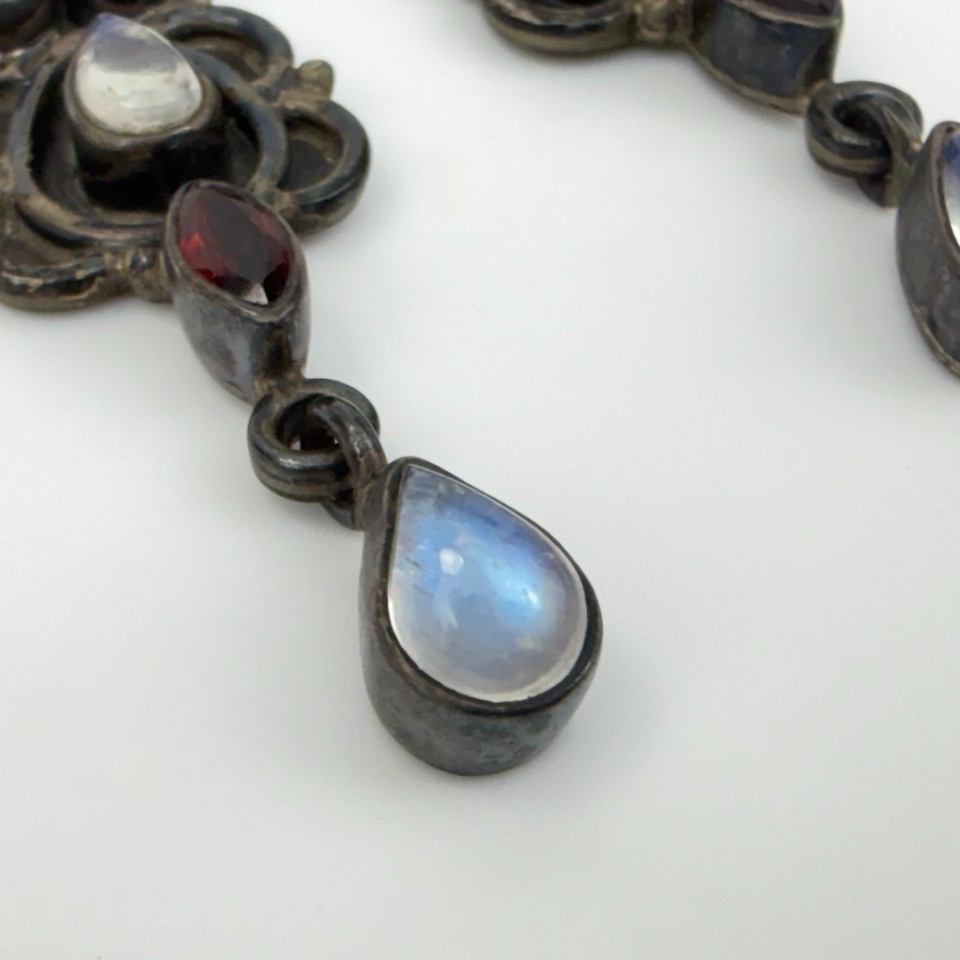 Nicky Butler India Sterling Silver 925 Moonstone & Garnet Dangle ...
