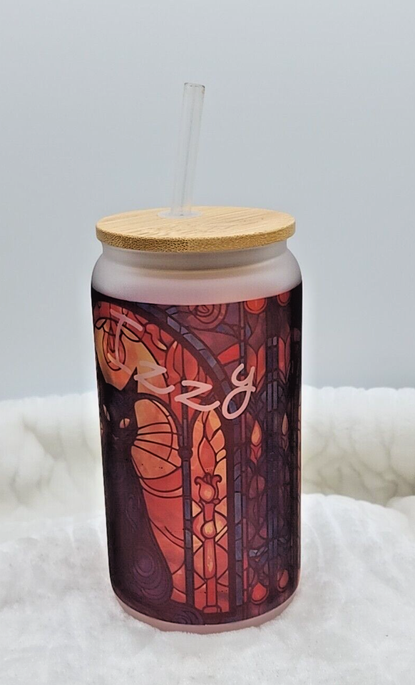 Izzy The Black Cat 16 oz Glass Can Tumbler with Bamboo Lid and Straw | eBay