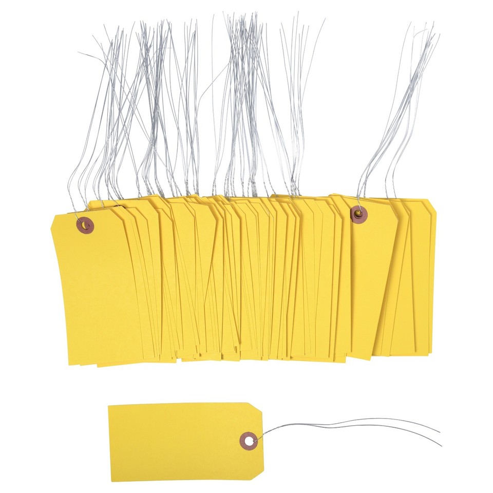 1000 pcs 4 3/4" x 2 3/8" Size 5 Yellow Cardstock Hang Tag Tags with ...