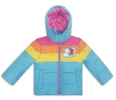 Trolls Puffer Jacket Size 4T Poppy Pastel Rainbow Design | eBay