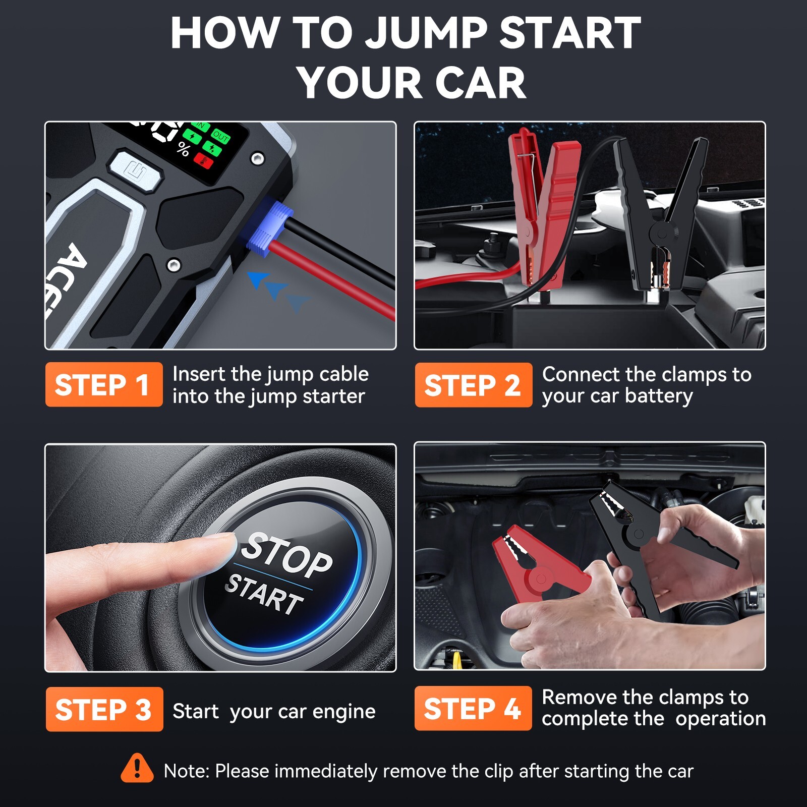 4000A Car Jump Starter Pack 12V Booster Power Bank USB LED LCD Battery ...