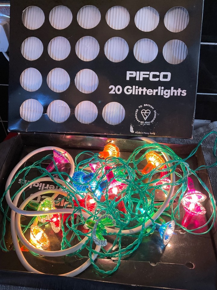 Vintage Pifco Boxed 20 Glitterlights Working Christmas indoor coloured ...