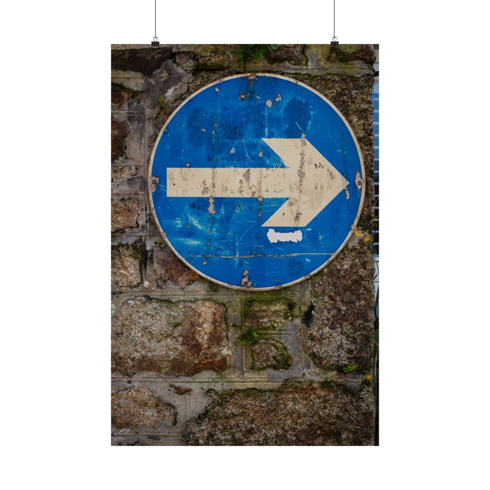 Blue Arrow Road Sign Matte Poster | Vintage Traffic Sign Wall Art | eBay