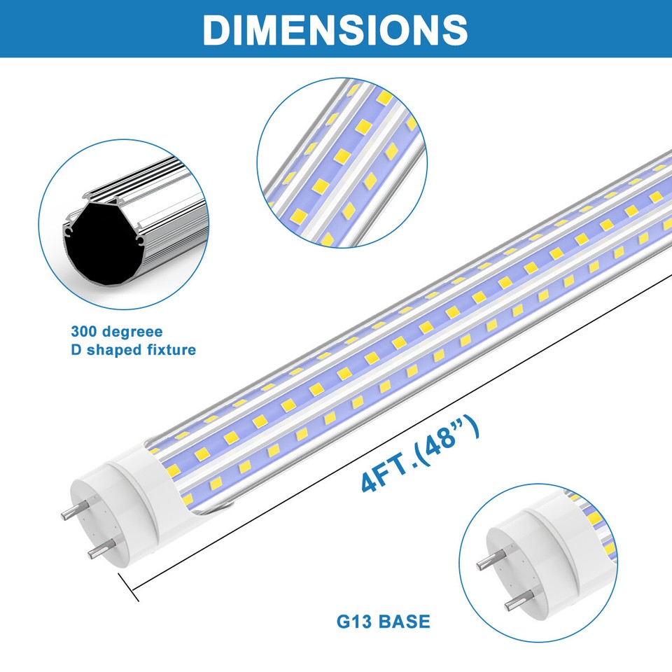 28W 60W G13 T8 4FT LED Tube Light Bulbs Garage Workshop Bi-Pin LED Shop ...