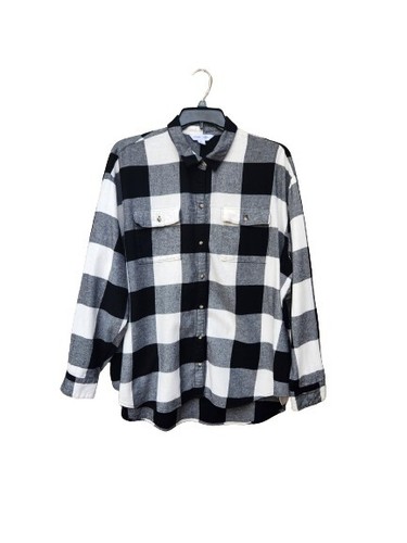 Old Navy Tall Buffalo Plaid Boyfriend Shirt SZ 2XL Black White 751722 ...
