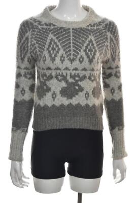 John & Jenn Womens Sweater Size XS Gray Printed Crew Neck Long Sleeve ...