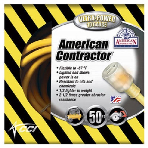 Coleman 01798 50' 10/3 Sjeow Yellow American Contractor 15A HD ...