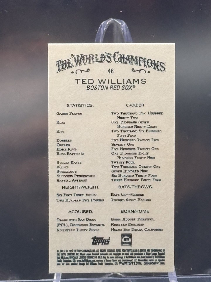 🔥👉🏻 2025 Topps Allen & Ginter Ted Williams Black Bordered Mini #48 🔥🏈 ...
