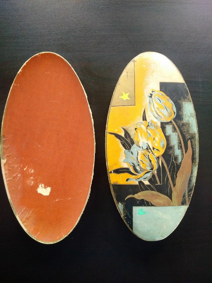 Rare Box Art Deco Paper Mache Pattern Geometric And Plant | eBay UK