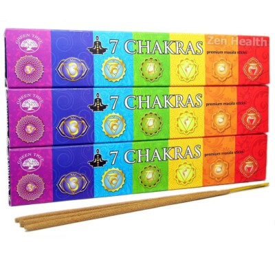 3 x 7 Chakra Incense Joss Stick Packs Green Tree Balancing Reiki Energy ...