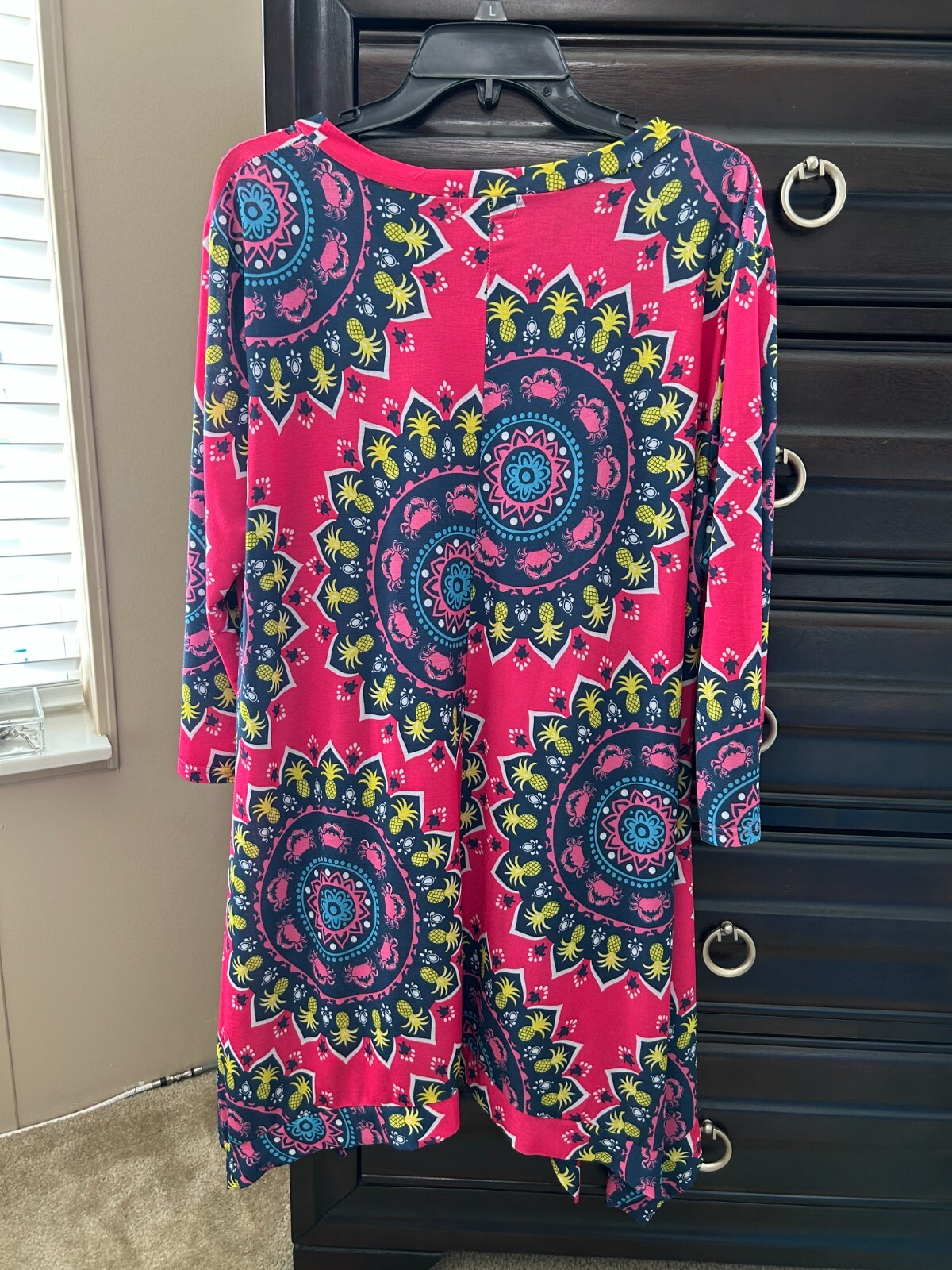 Simply Southern Long Sleeve Tunic Pink Pineapple Crabs Medallion Dress ...