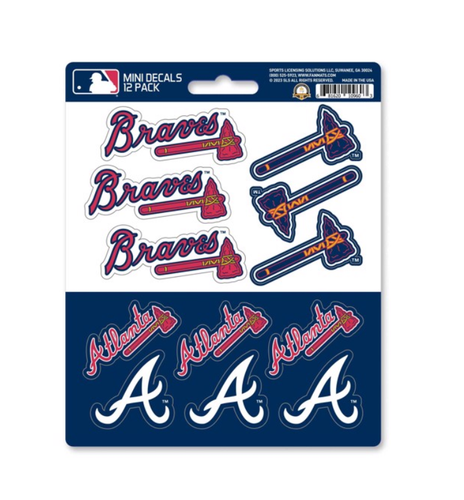 New MLB Atlanta Braves 12 pack Vinyl Die-Cut Mini Decal Stickers | eBay