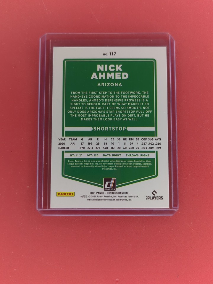 2021 Panini Donruss Nick Ahmed Purple Holo Arizona Diamondbacks #117 | eBay