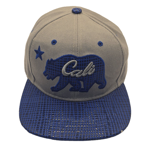 Cali Bears Flat-bill Snapback Blue Faux Neon Grey Blue Hat cap OSFM | eBay