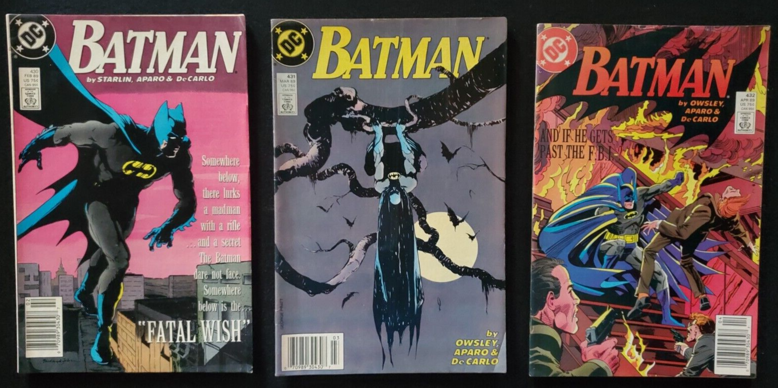 Lot of (3) DC Batman Issues #430, 431 & 432 (1989) ~ Combined Shipping ...