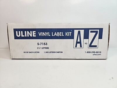 ULINE VINYL LABEL KIT S-7153 3-1/2" DECAL LETTERS 1300 Letters Complete ...