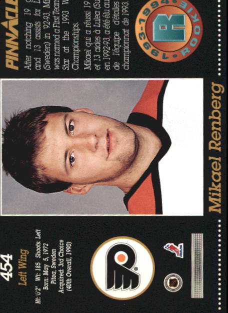 1993-94 (FLYERS) Pinnacle Canadian #454 Mikael Renberg | eBay