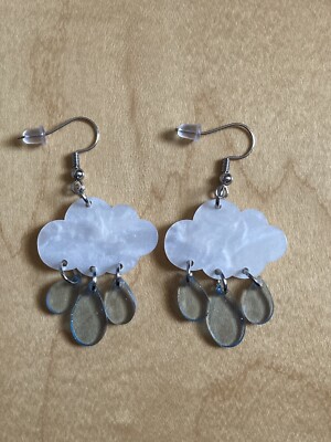 Rain Cloud Earrings Handmade Nickel-free Rainy Weather Cute Water Sky ...