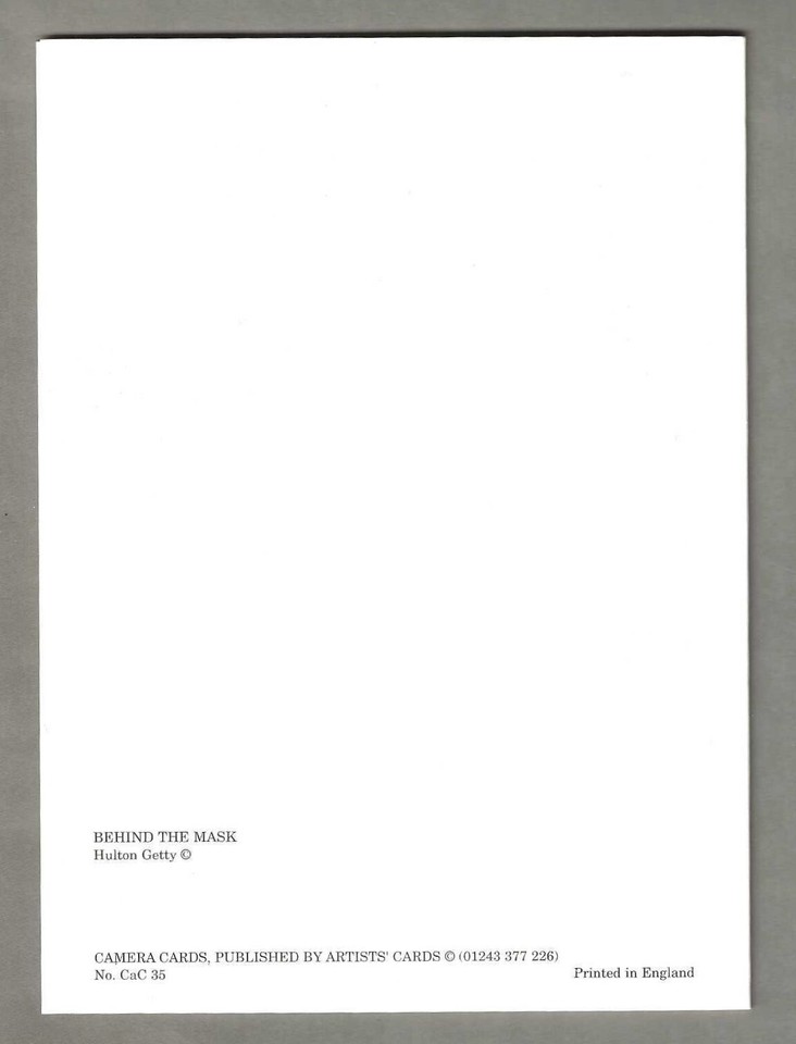 Behind the Mask Greeting Card/Blank Notecard, Hulton Getty, Half ...