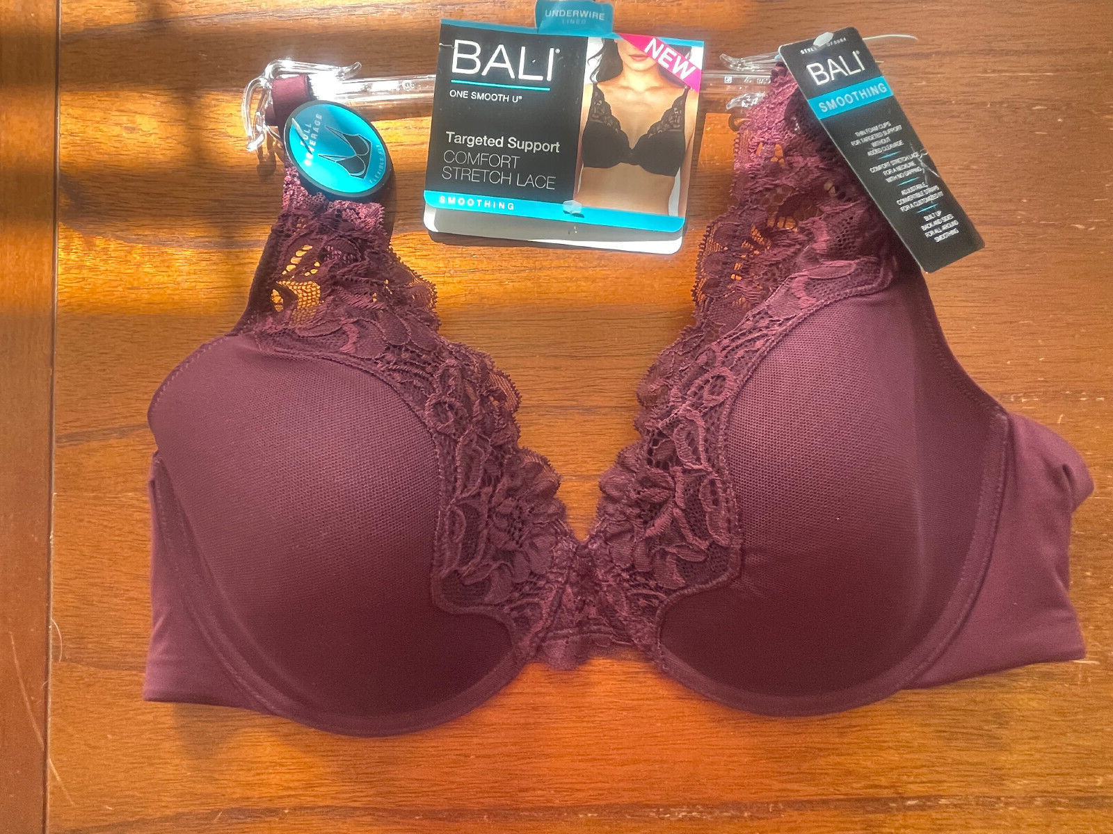 New Bali Wine DF0084 Smooth U Stretch Lace Underwire 40C Bra MSRP $48 ...