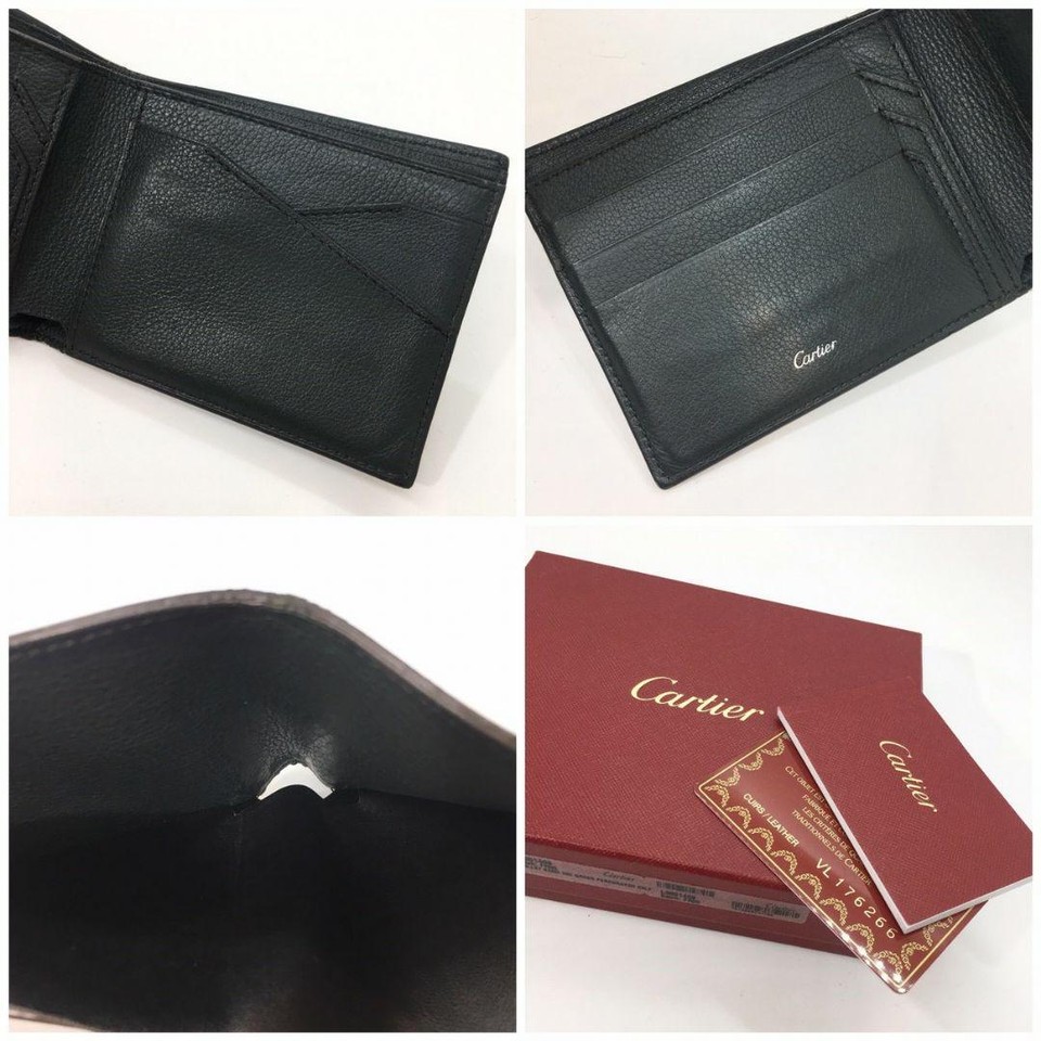 Super Good Condition Genuine Cartier Billfold Bifold Wallet Green ...