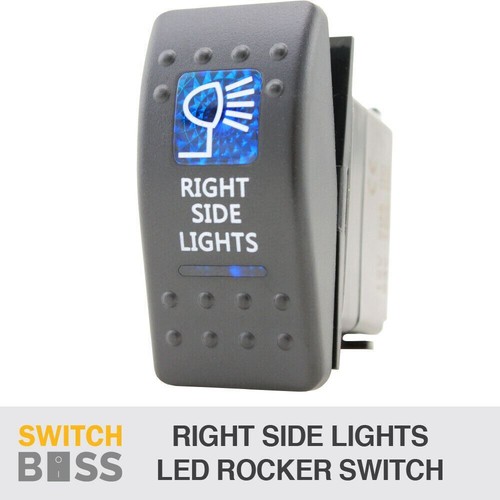 Rocker Switch RIGHT SIDE LIGHTS - Blue - LED 4x4 Boat Caravan Marine ...